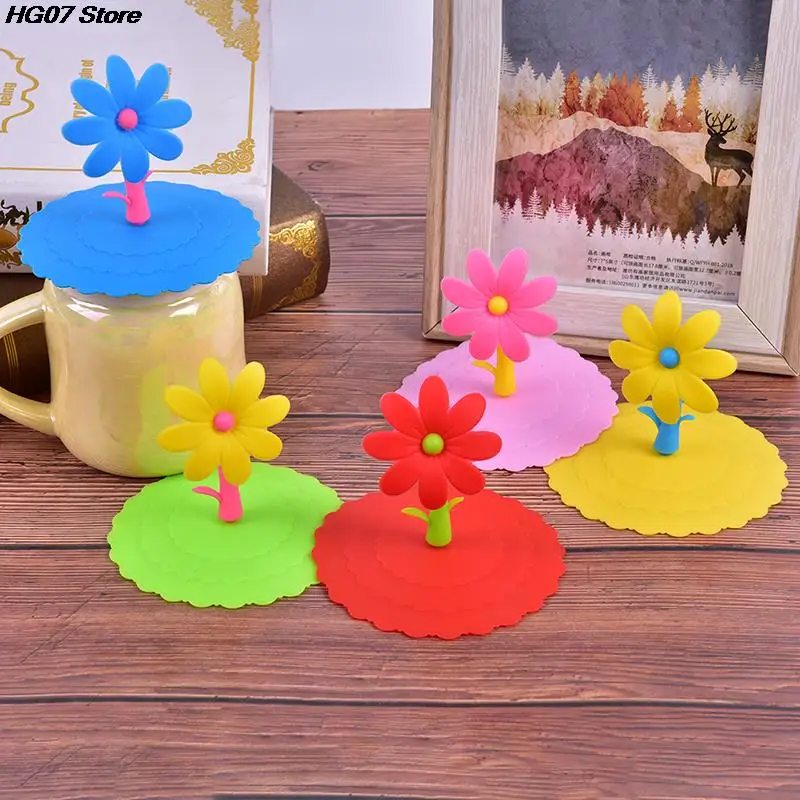 Cute-Flowers-Adorn-Water-Drinking-Cup-Lid-Silicone-Anti-dust-Bowl-Cover ...