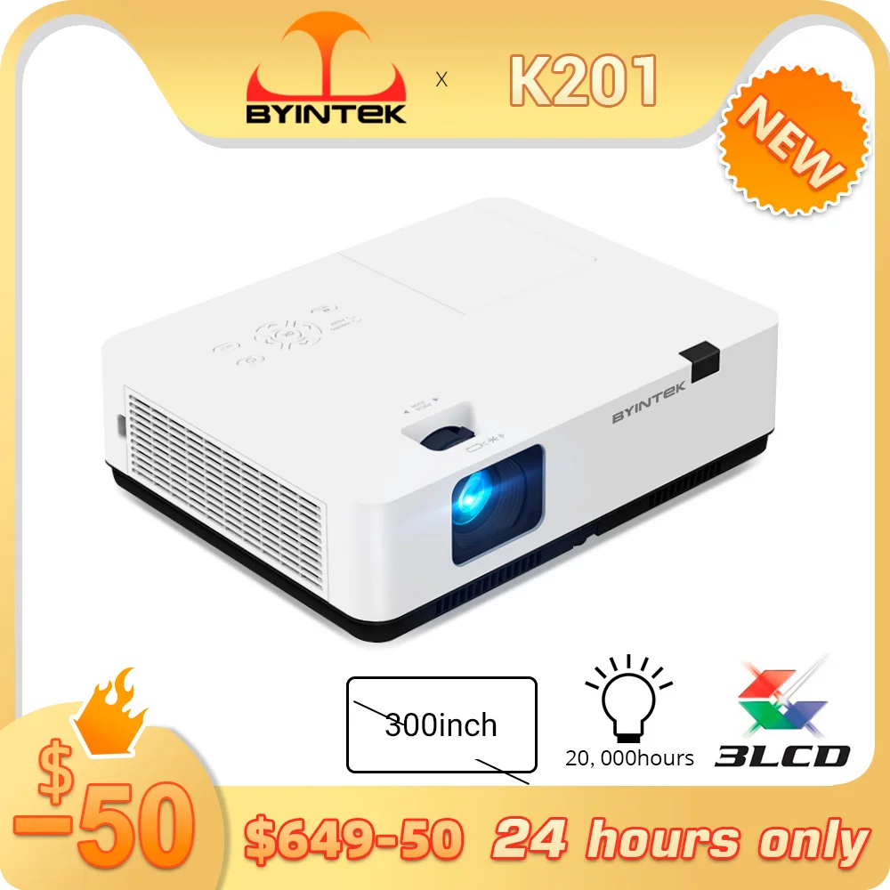 BYINTEK K201 Full HD 1080P 3LCD 300inch Office Home Theater Projector ...