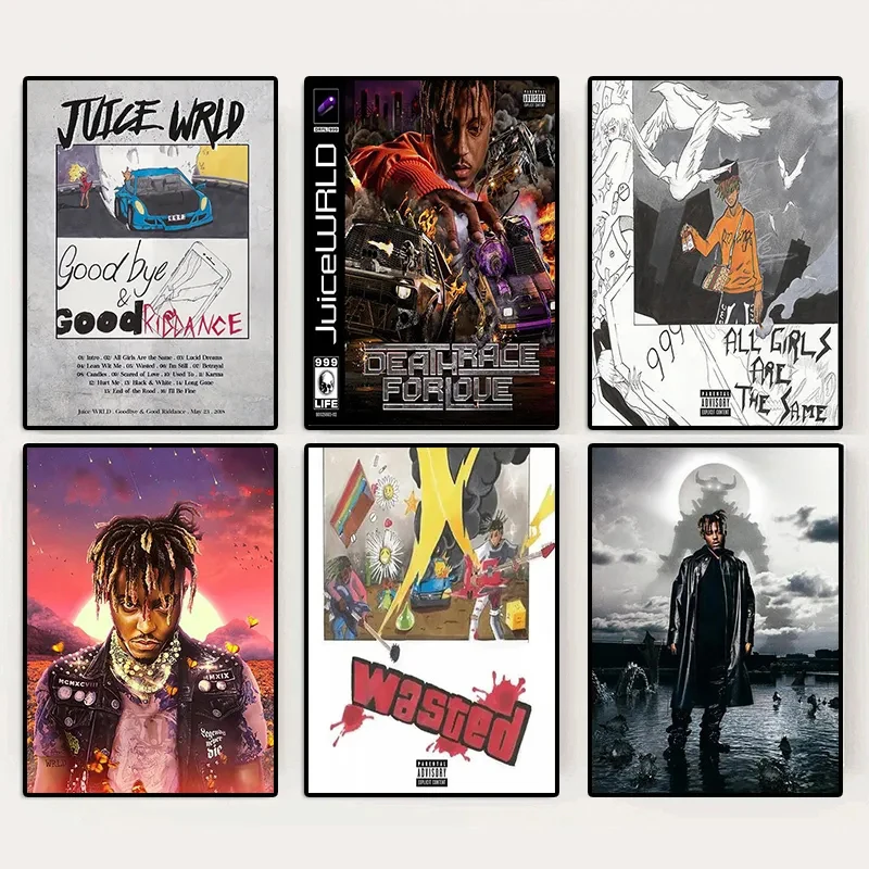 Hip-Hop-Singer-Album-Cover-Posters-Juice-Wrld-Wall-Art-Canvas-Prints ...