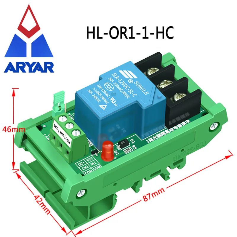 1 Channel High-current Relay Module 30a, 5v 12v And 24v Input, Din Rail ...