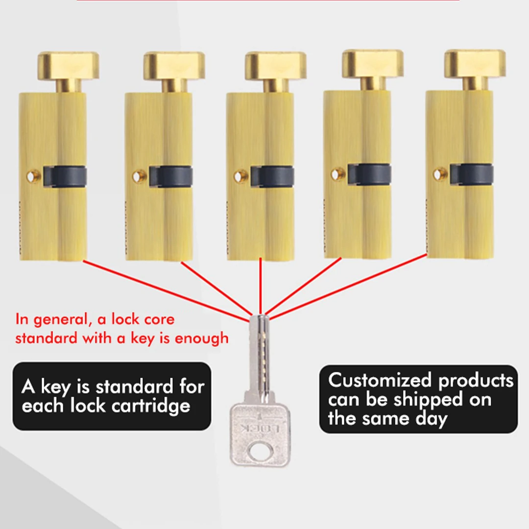 Lock-core-90-100mm-double-latch-Gold-stainless-steel-lock-Interior ...