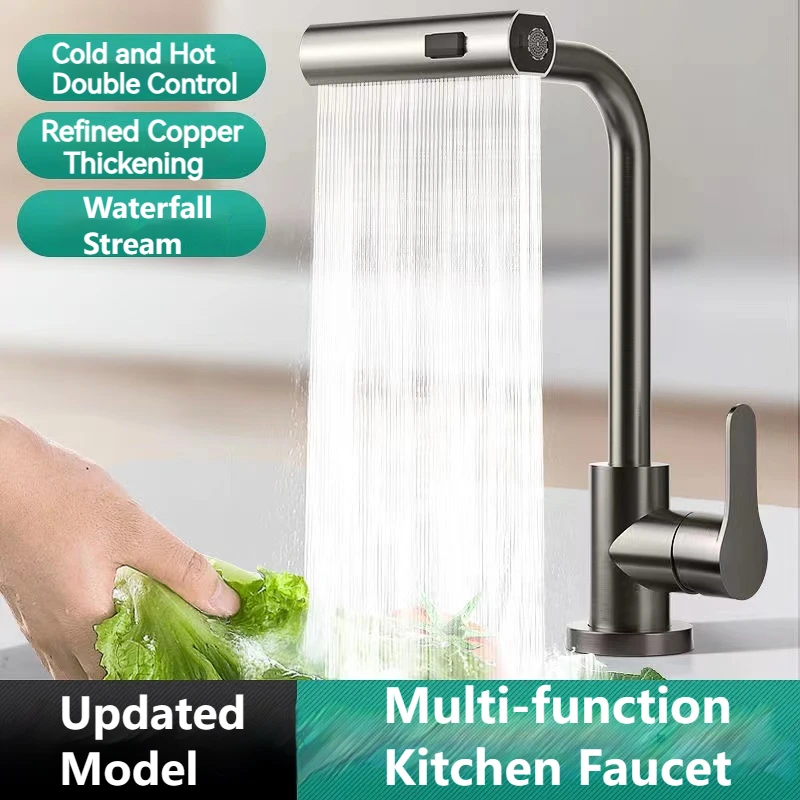 Waterfall-Kitchen-Faucets-Pull-Out-Hot-Cold-Mixer-Rainfall-Spray ...