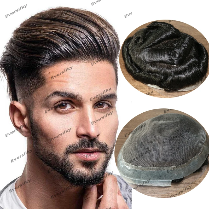 Tupé de encaje australiano y Base de PU para hombres, peluca fina ...