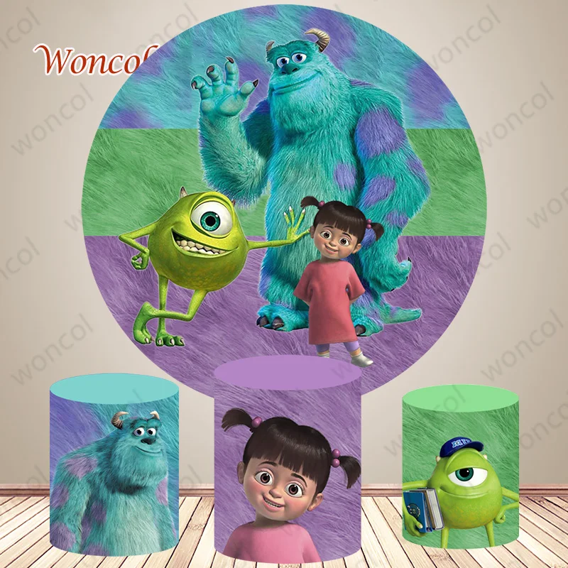 Monsters-Inc-Round-Backdrop-Girls-Birthday-Backdrop-Mike-Wazowski-James ...