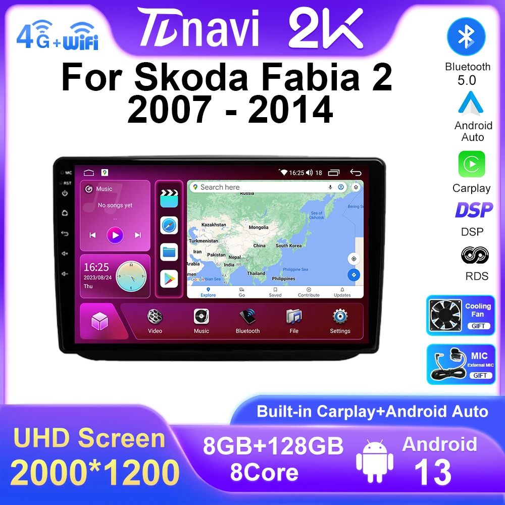 Android-Car-Carplay-For-Skoda-Fabia-2-2007-2008-2014-Multimedia-Player ...