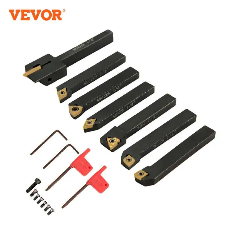 VEVOR-7PCS-Indexable-Carbide-Lathe-Tool-Set-Tool-Holder-1-2-1-4-for ...