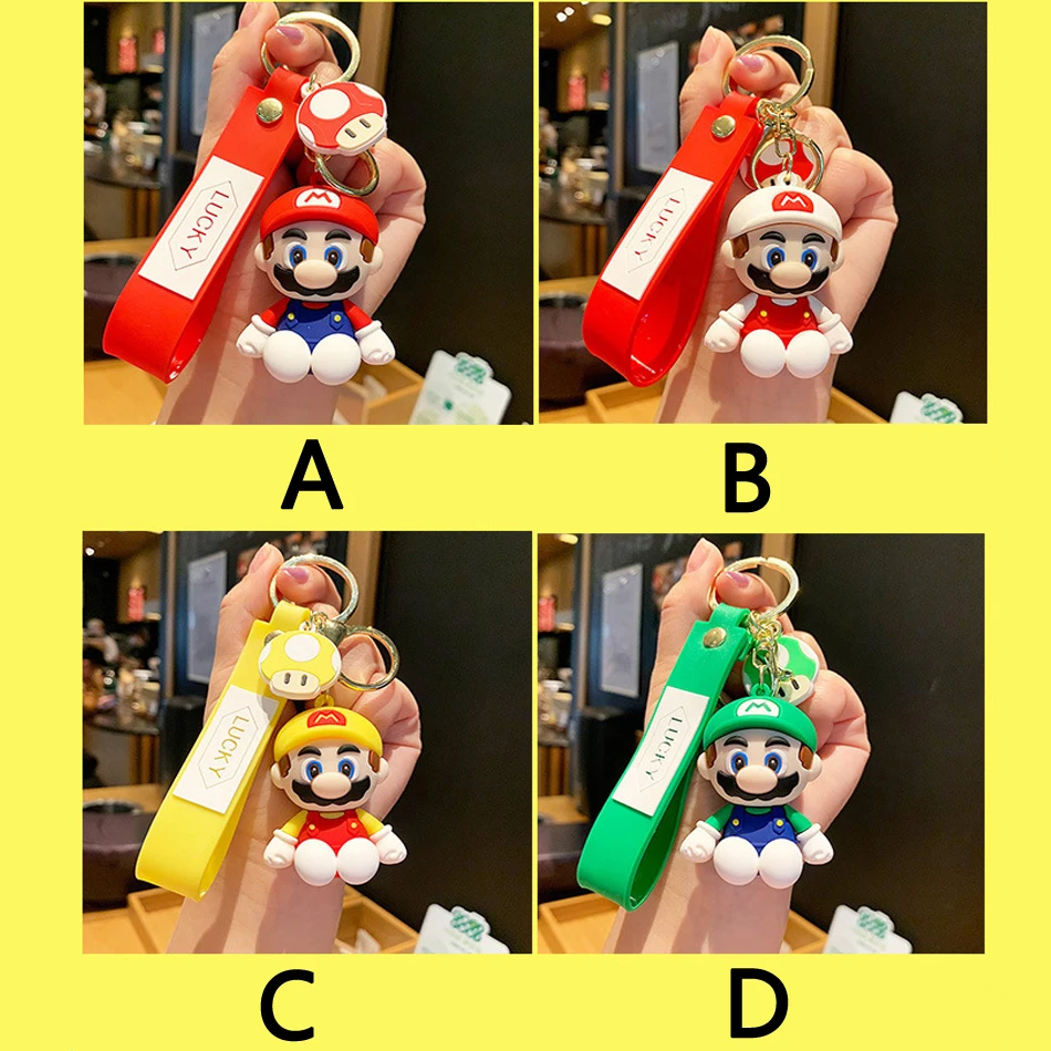 Super Mario Keychain Mario Bros Luigi Toad Yoshi Bowser Action Figure ...