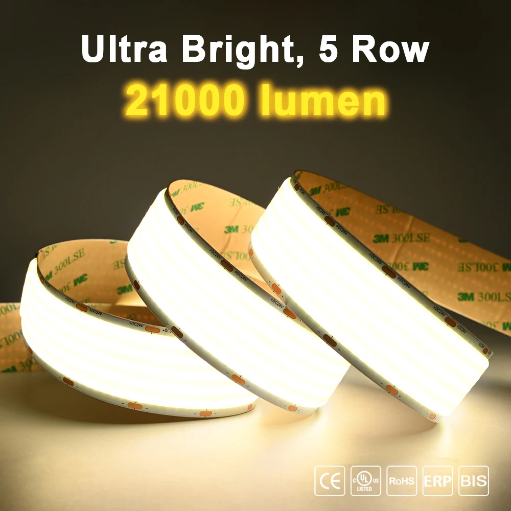 Ultra-Bright-COB-LED-Strip-Light-4300-lumen-m-1600LEDs-m-High-Density ...