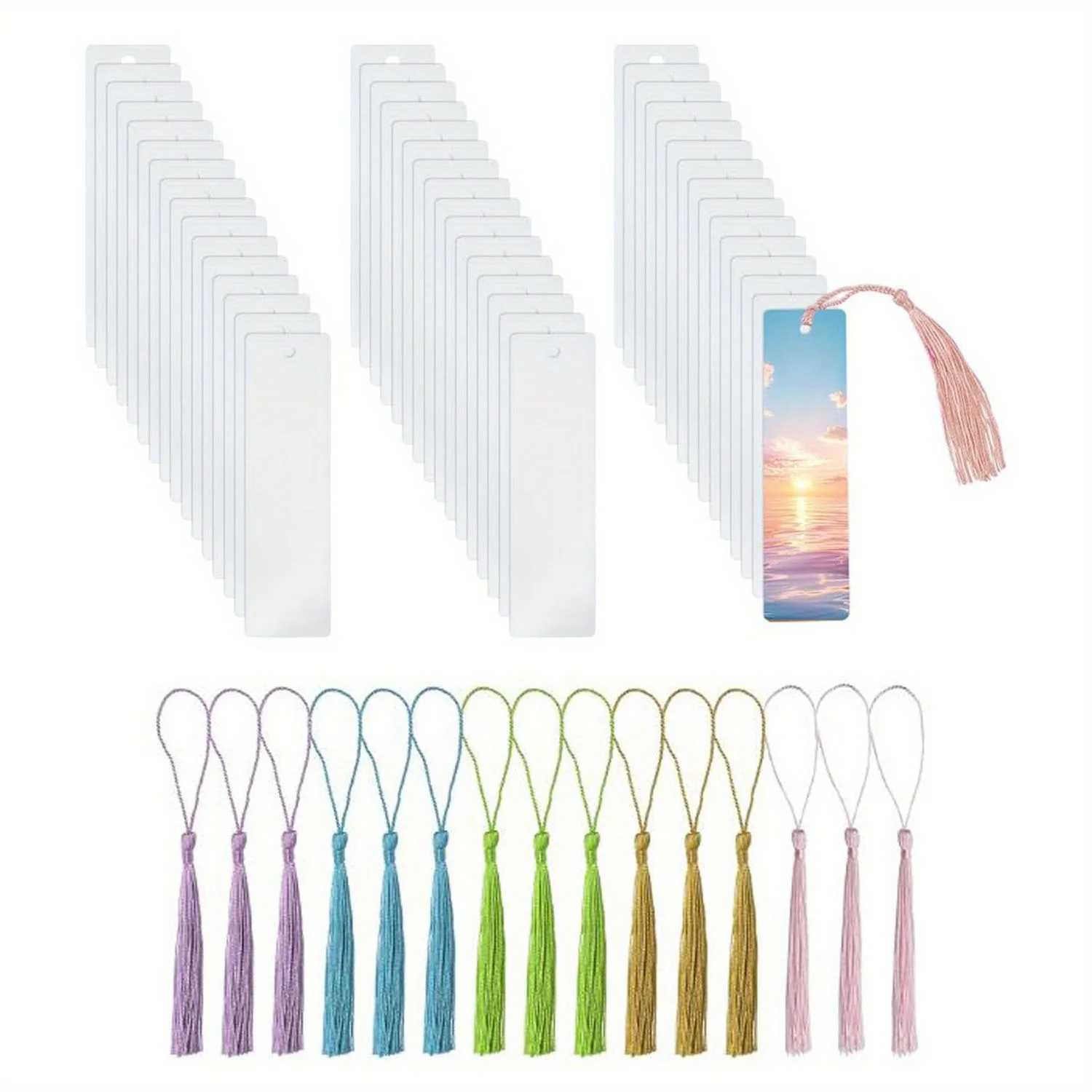 15Pcs Sublimation Blank Metal Bookmarks with Hole & Colorful Tassels ...