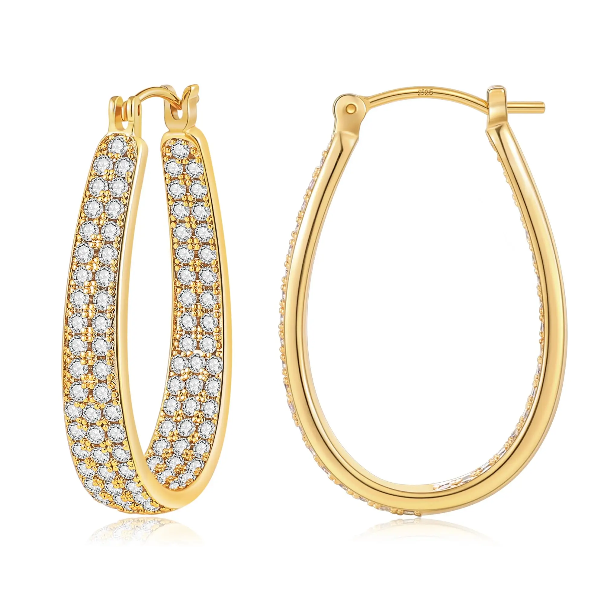Vonmoos-Gold-Oval-Hoop-Earrings-for-Women-14K-Real-Gold-Plated-Hoops ...