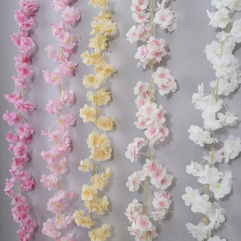 180CM-Silk-Sakura-Flowers-Vine-Hanging-Artificial-Cherry-Blossom ...