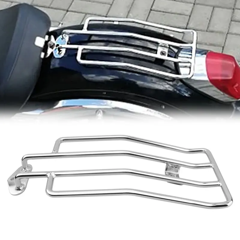 Motorcycle-Rear-Solo-Seat-Rear-Fender-Luggage-Rack-Chrome-For-Harley ...