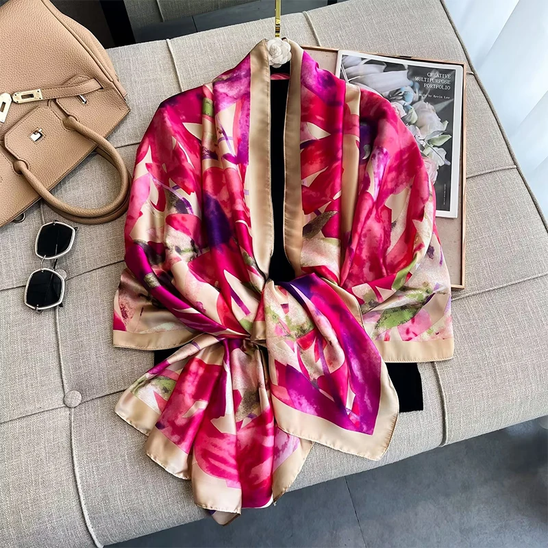 180-90cm-Luxury-Brand-Women-Summer-Silk-Scarves-Shawl-Lady-Wrap-Soft ...