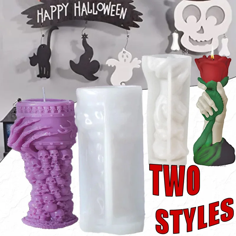 New-Skull-Scented-Candle-Silicone-Mold-DIY-Handicraft-Ghost-Claw-Rose ...