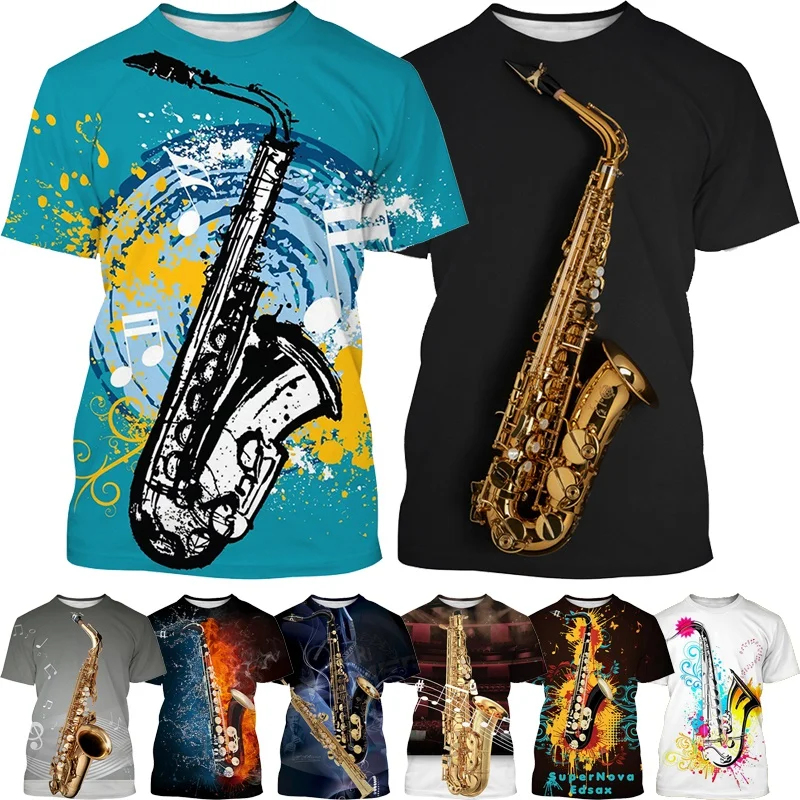 New-Jazz-Musical-Instrument-Saxophone-T-Shirt-Men-s-Casual-Music-Art ...