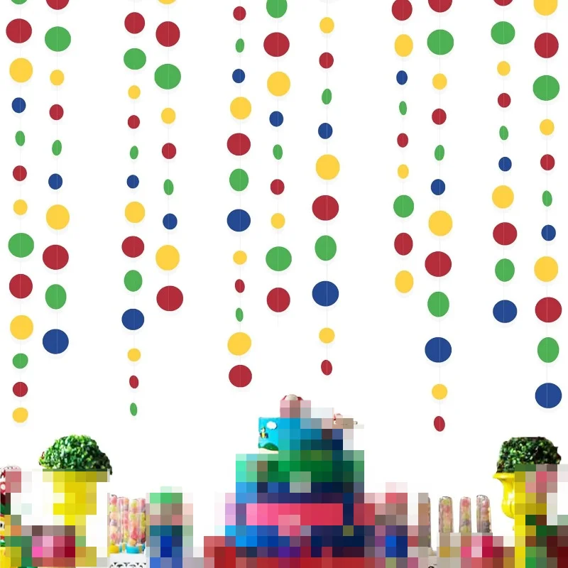 Red Blue Yellow Green Circle Garland Hanging Paper Polka Dot Streamer ...