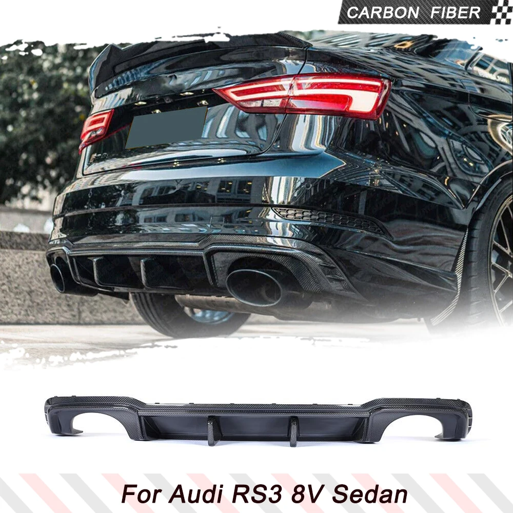 Carbon-Fiber-Car-Rear-Bumper-Diffuser-Lip-Spoiler-For-Audi-RS3-8V-2017 ...