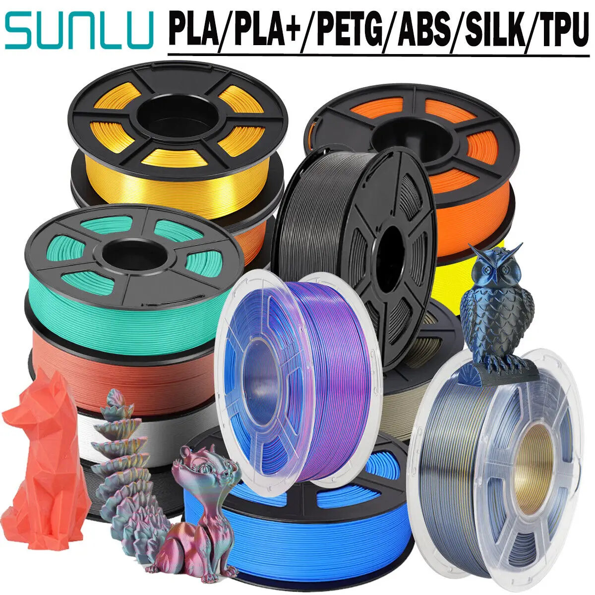 SUNLU-3D-Filament-PLA-PLA-META-PETG-ABS-TPU-PLA-MATTE-1-75mm-10Roll-1KG ...