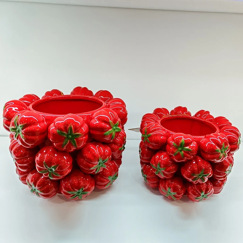 Ceramic Flower Vase Creative Tomato Flower Vase Modern Household ...