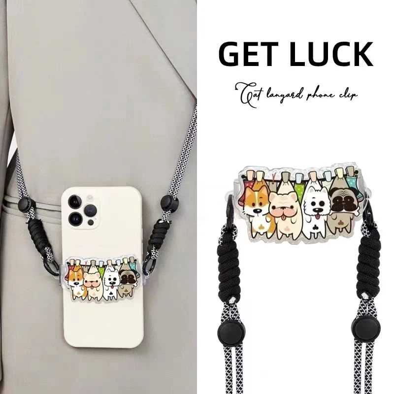 Cute Cartoon Cat Dog Mobile Phone Rope Shoulder Carrying Cross Body ...