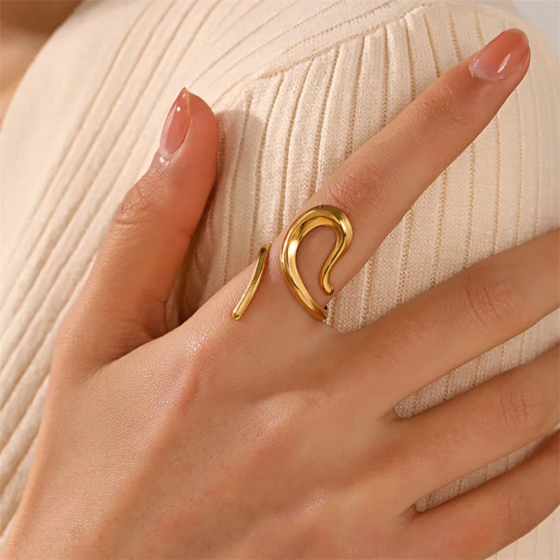 Anillos-abiertos-de-acero-inoxidable-de-Color-dorado-para-mujer-y ...