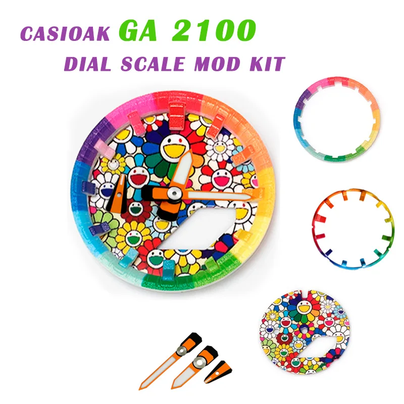 Waffle Metal Dial Mod Kits for Casio Ga 2100 Rainbow Scale Ring Inner ...
