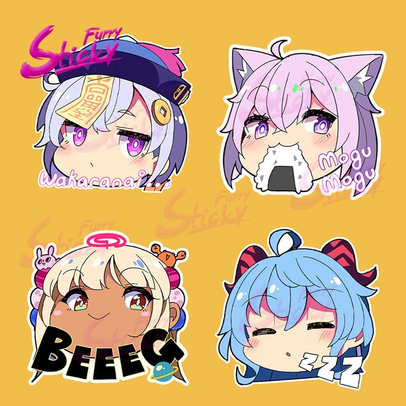 Furry Sticky Genshin Game Sticker Cute Gawr Gura Anime Car Sticker ...