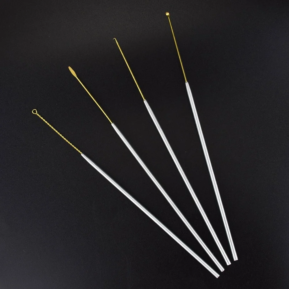 Set of 4pcs Copper Stainless Steel Ear Wax Pick Curette Earwax Removal ...