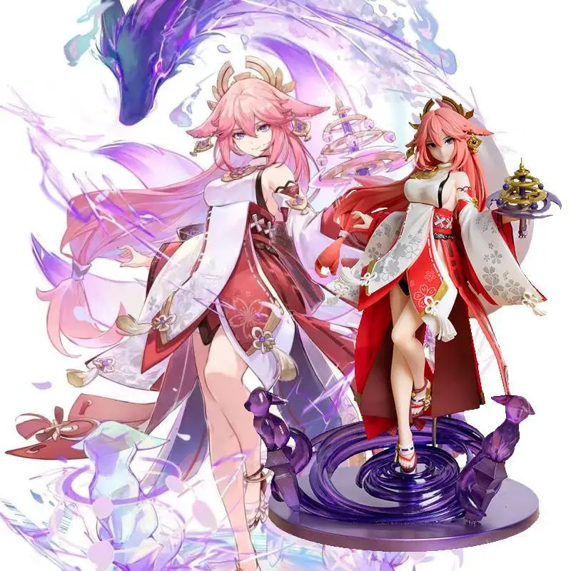 25cm Genshin Impact Yae Miko Anime Girl Figure Yae Miko Sexy Action ...