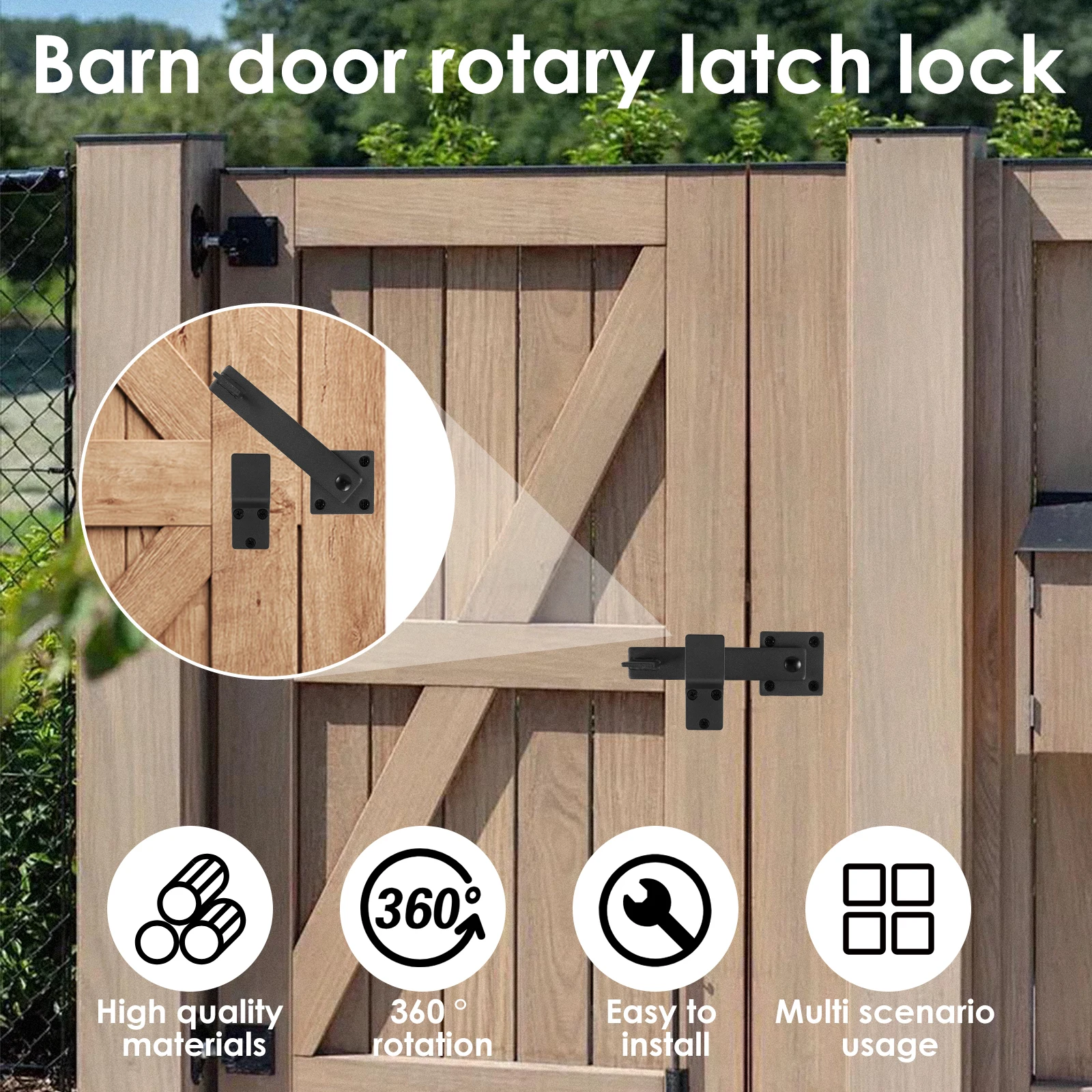 Door Lock Latch 6 Inch Matte Black Carbon Steel Barn Door Flip Latch ...