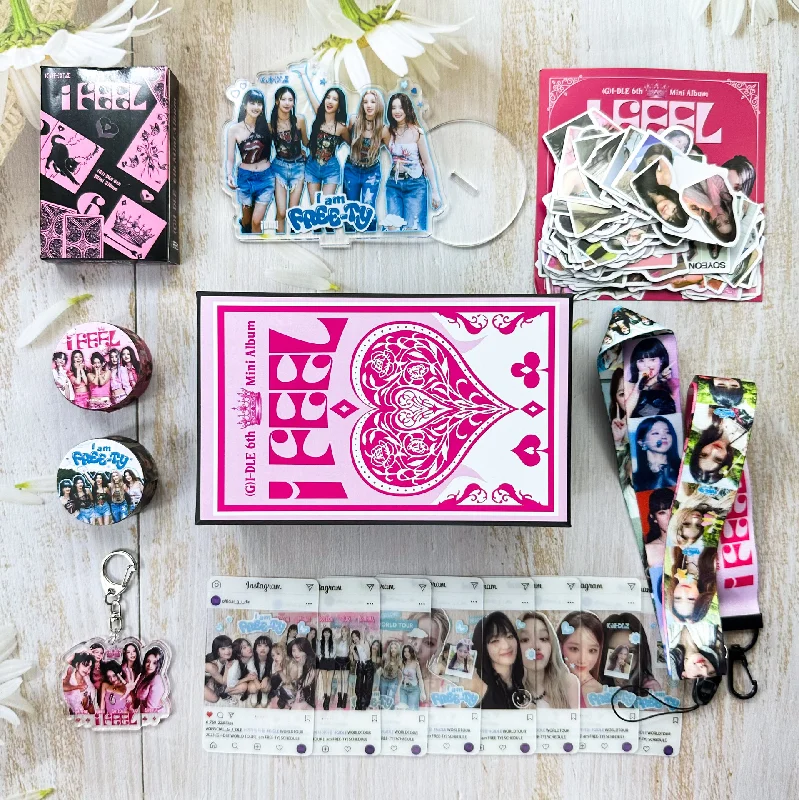 New Kpop GIDLE Album I Feel Keychain Sticker Gift Box Lomo Cards High ...