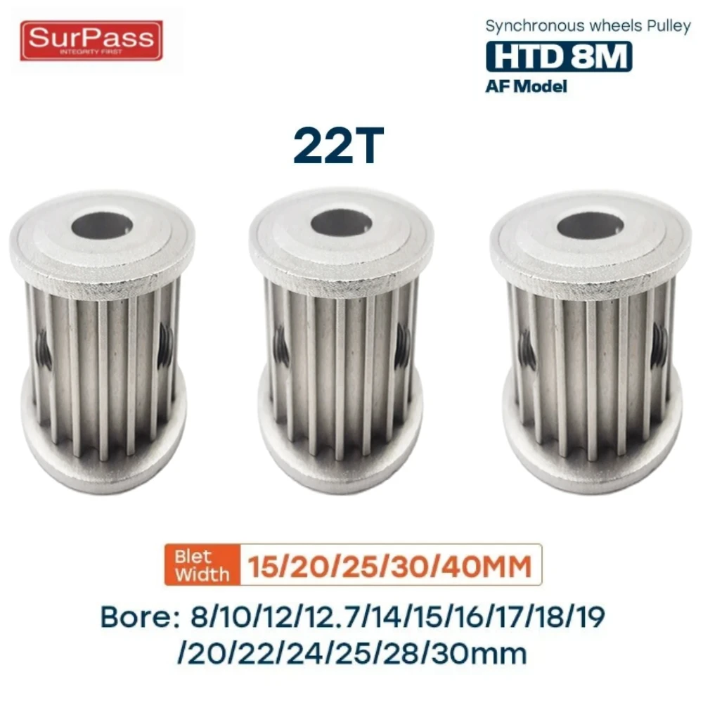 22 Teeth HTD 8M Synchronous Pulley Bore 8-30mm Teeth Pitch 8 mm Slot ...
