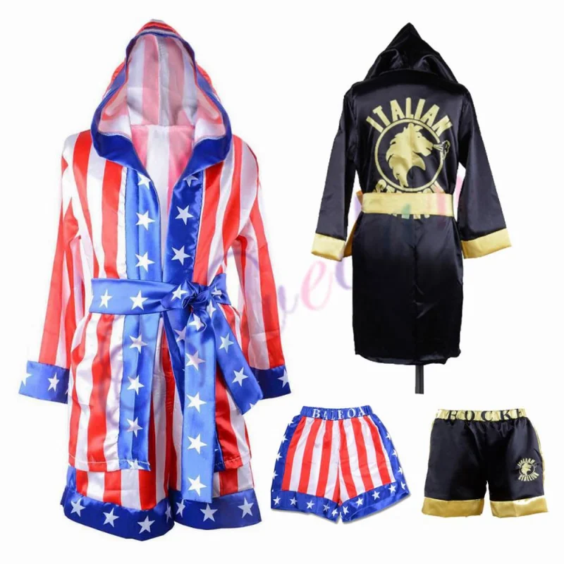 Rocky Balboa Apollo Movie Boxing American Flag Cosplay Costumes Kids ...