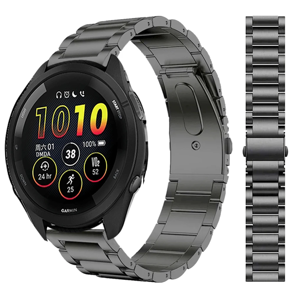 Titanium Metal Band For Garmin Forerunner 265 255 Music 245/Vivoactive ...