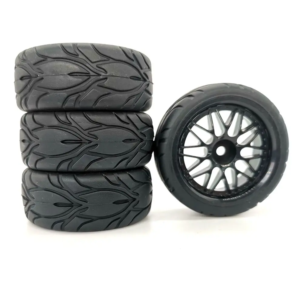 4PCS-RC-Racing-Car-Parts-Tires-Wheel-Rims-On-Road-Drift-Car-Compatible ...