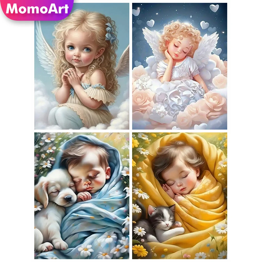 MomoArt Angel Diamond Painting Portrait Cross Stitch Baby Embroidery ...