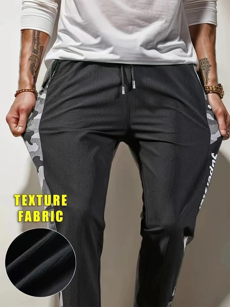 Men-s-Letter-Print-Drawstring-Sweatpants-Camouflage-Texture-Fabric ...