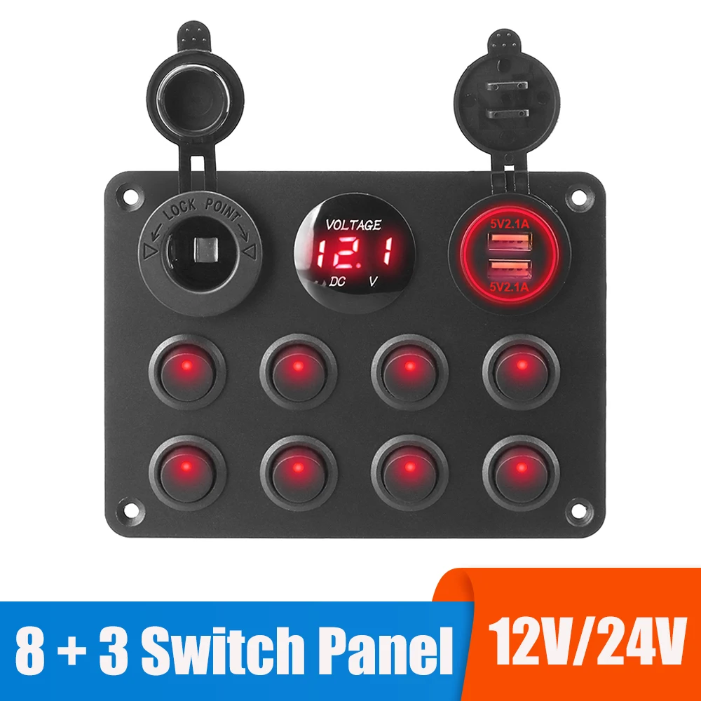 12V-24V-8-Gang-Toggle-Switch-Panel-Circuit-Breaker-Light-Buttons-Socket ...