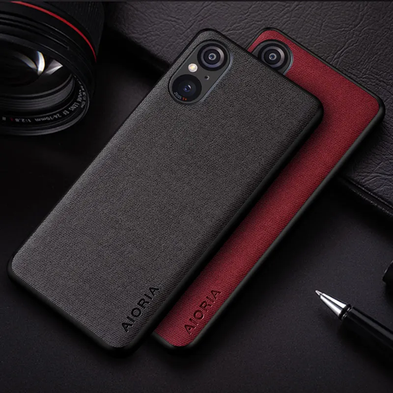 Case for Sony Xperia 5 V 1 V 10 V funda simple solid color textile ...