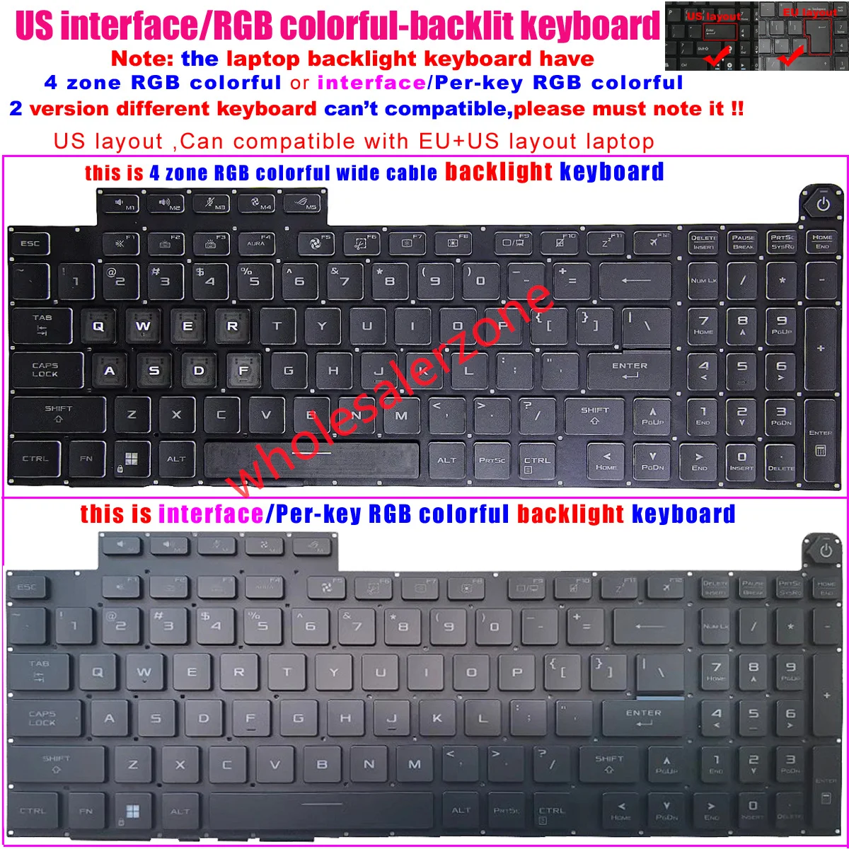 New Backlit Keyboard For ASUS ROG G18 G834 G834J G834JZ G834JZR G834JY ...