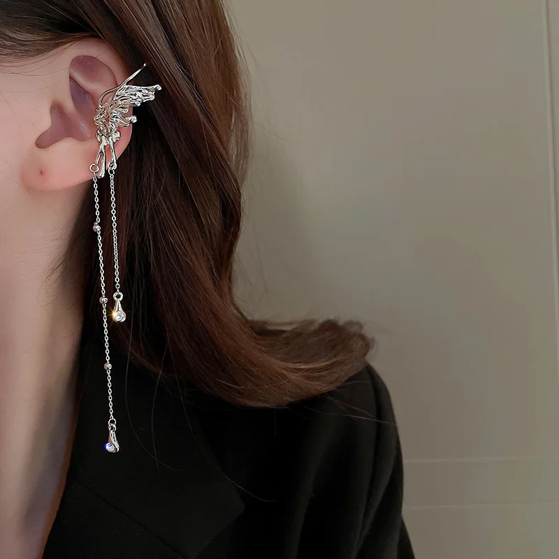 2022 New Y2K Aesthetic Punk Style Liquid Butterfly Ear Clips for Woman ...