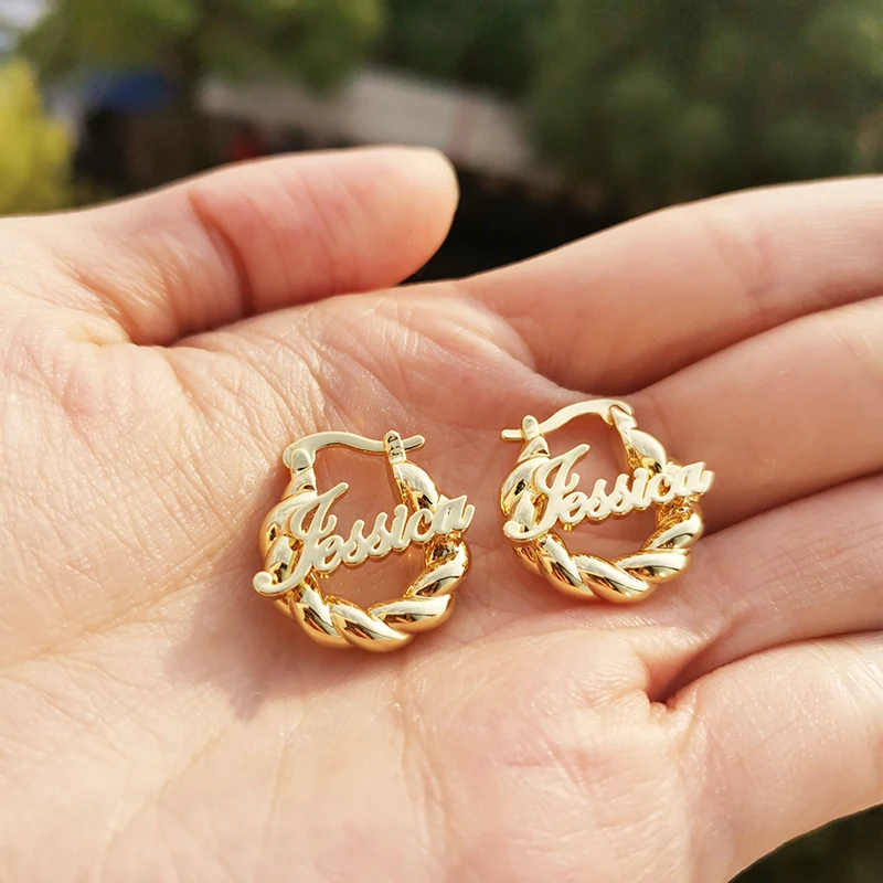 Thick Custom Earrings | Custom Name Earrings | Custom Drop Earrings ...