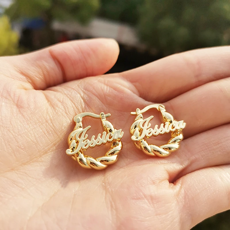 Thick Custom Earrings | Custom Name Earrings | Custom Drop Earrings ...