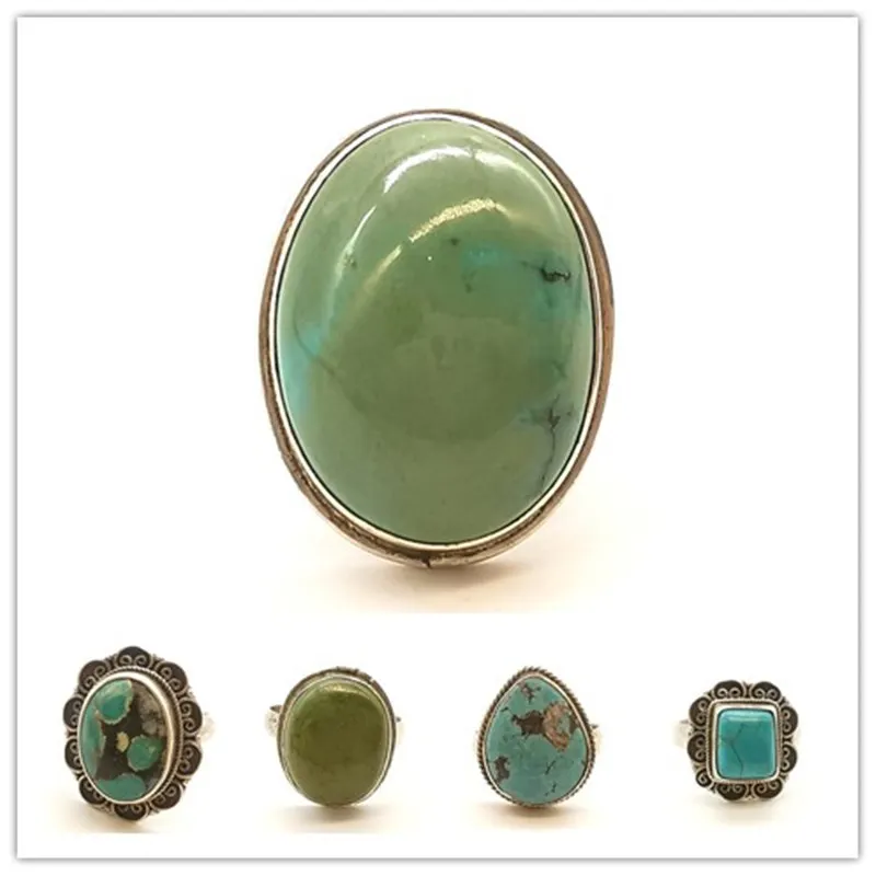 925-Sterling-Silver-Inlaid-Genuine-Turquoise-Rings-for-Woman-Nepal ...
