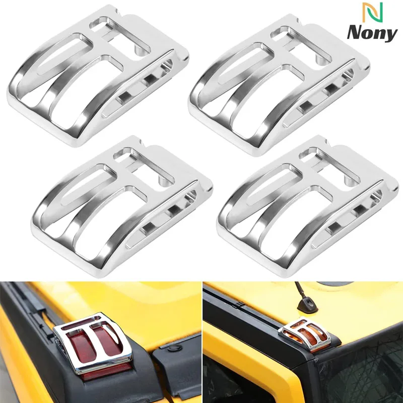 Chrome-Billet-Top-Corner-Marker-Light-Guards-Cages-Silver-Covers-Trim ...