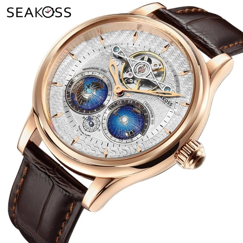 SEAKOSS-Luxury-Double-Earth-Rotating-Men-s-Mechanical-Watch-Automatic ...