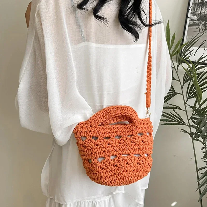 Women's Crochet Bag Shoulder Crossbody Handbag Braided Handmade Woven ...