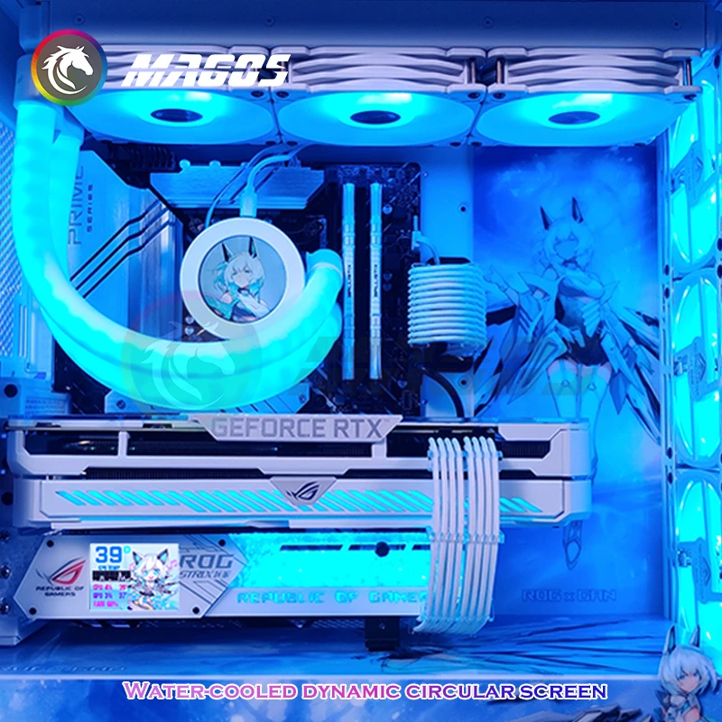 120 240 360 CPU AIO Cooling Monitor Round Screen IPS 2.1 Inch Real Time ...