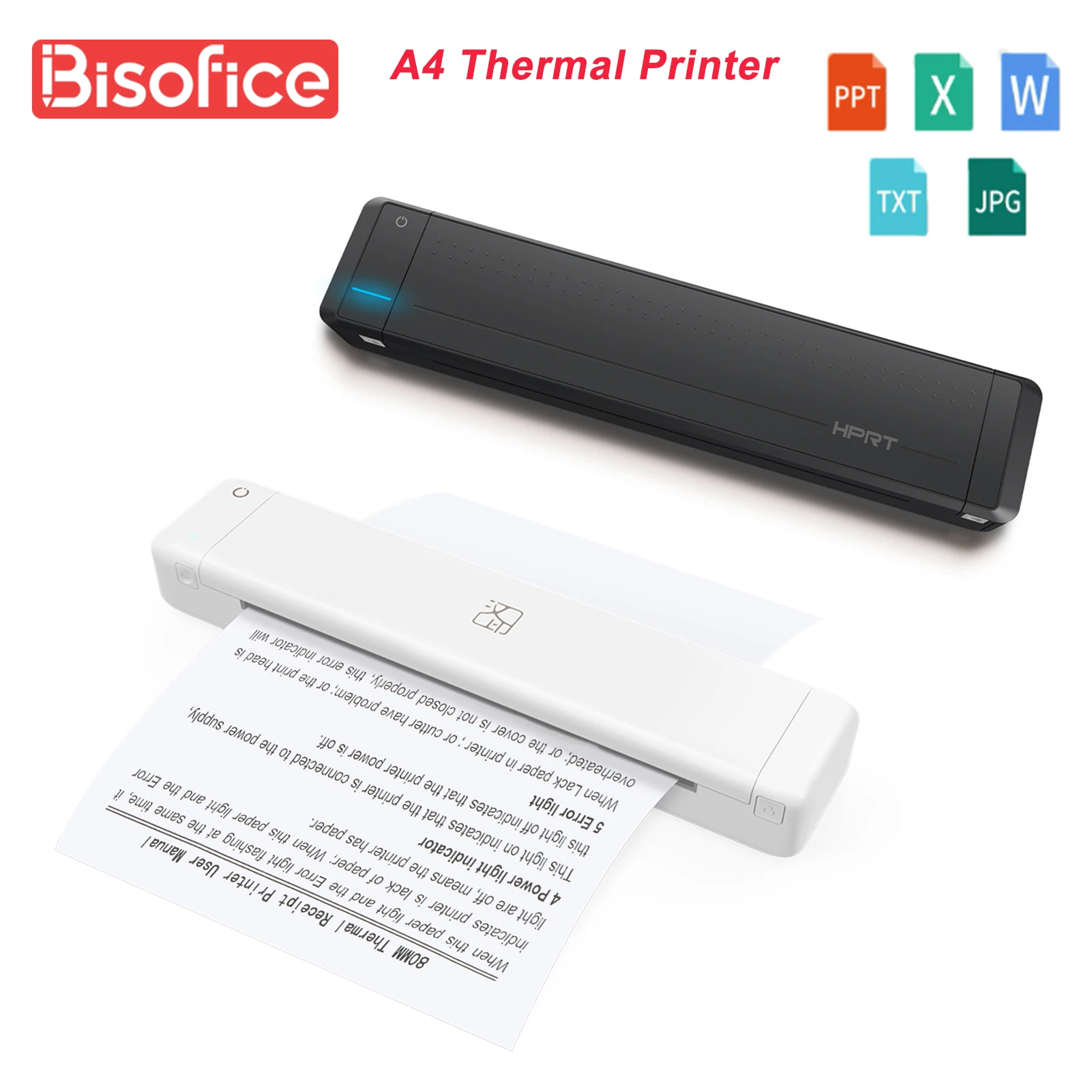 A4 Portable Thermal Transfer Printer Wireless&USB Connect for Office ...