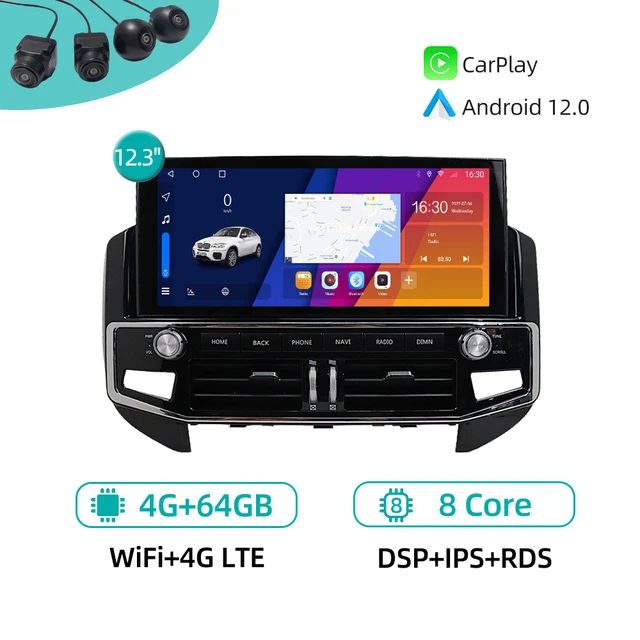 Android 12 Car Multimedia Player Wireless Carplay Navigation GPS 12.3 ...